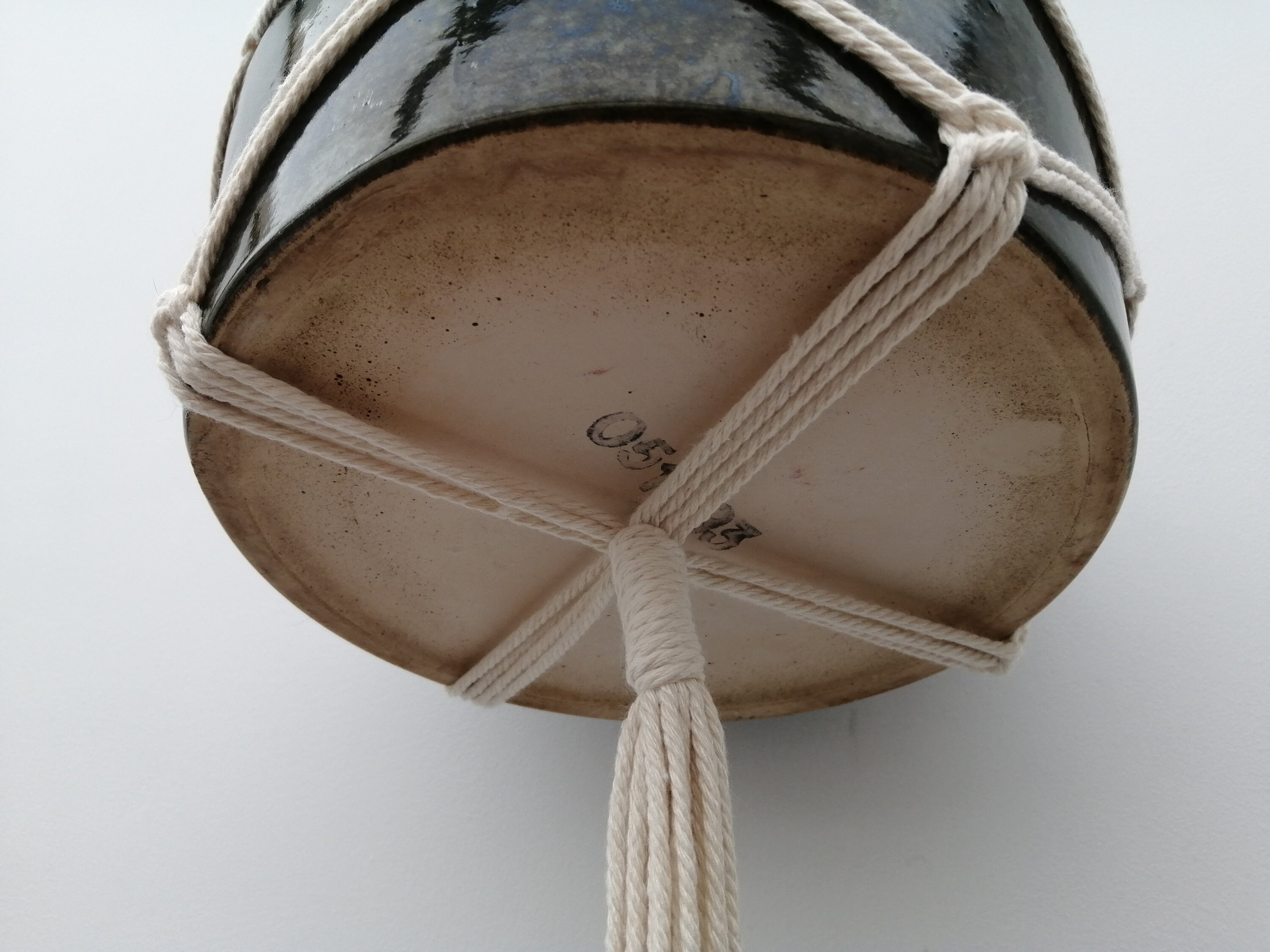 Beautiful Macrame and Vintage Ceramic Hanging Basket/planter. Made ...