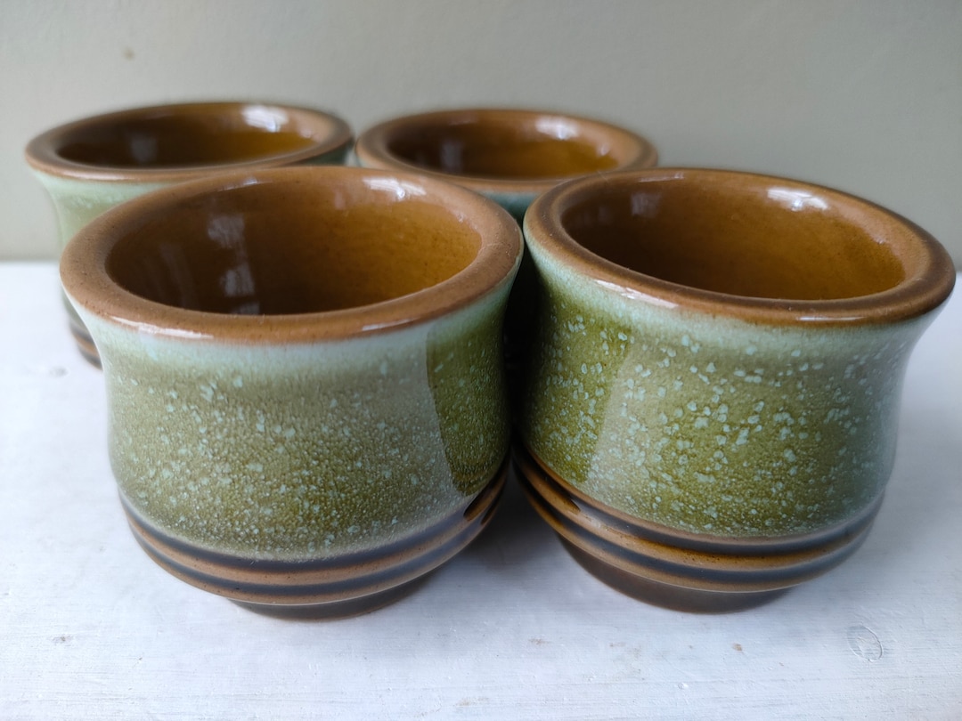Gorgeous Set of 4 Vintage Denby Pottery Egg Cups in the Green Rochester ...