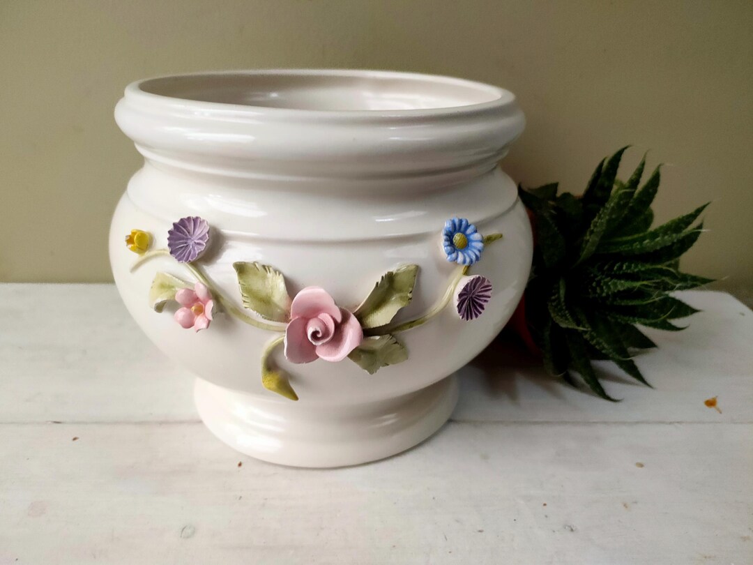 Gorgeous Italian G.B.C. Capo-di-monte Pottery Planter/cache Pot With ...