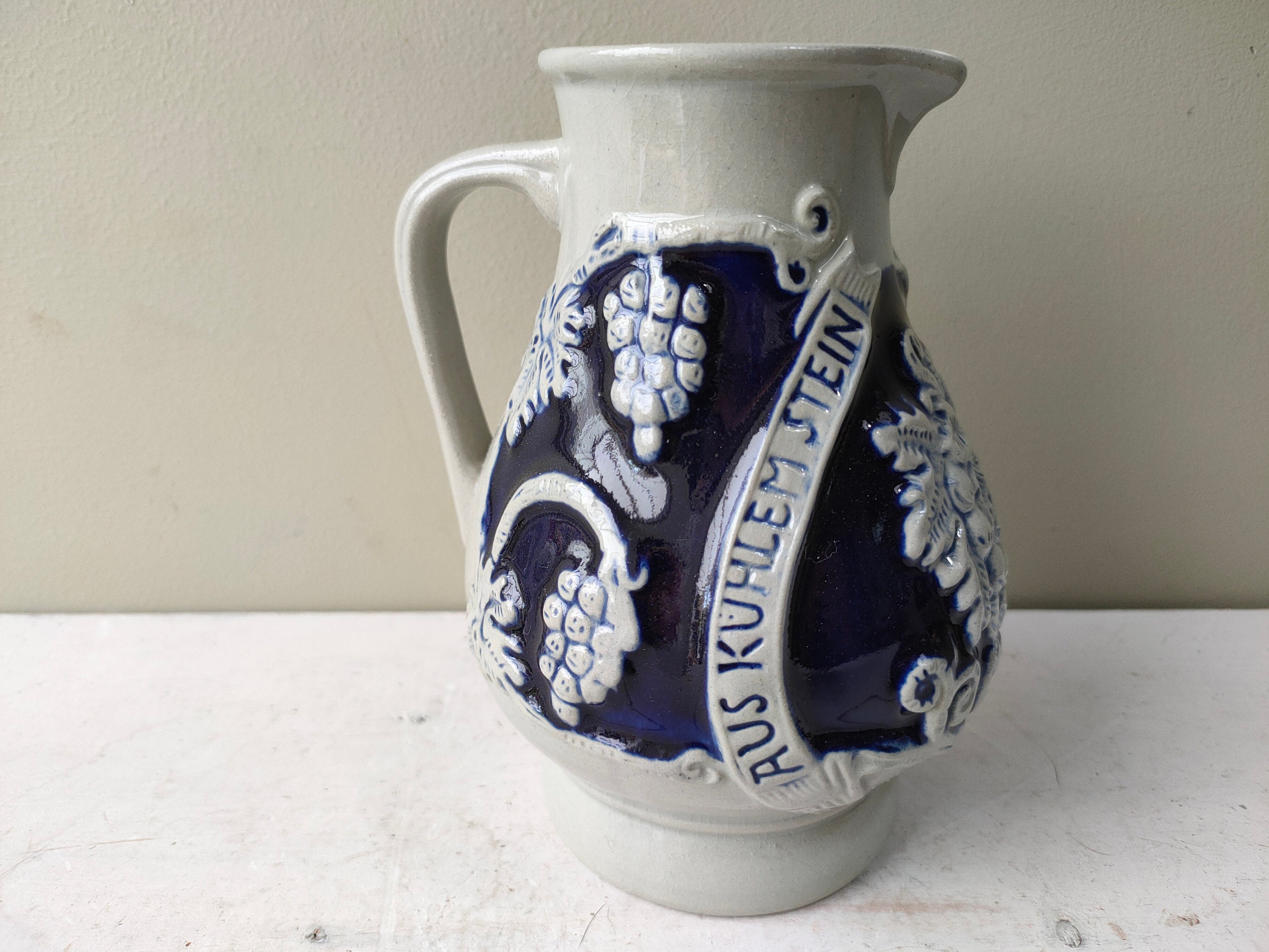 Charming Vintage German Stoneware Wine Pitcher. aus - Etsy