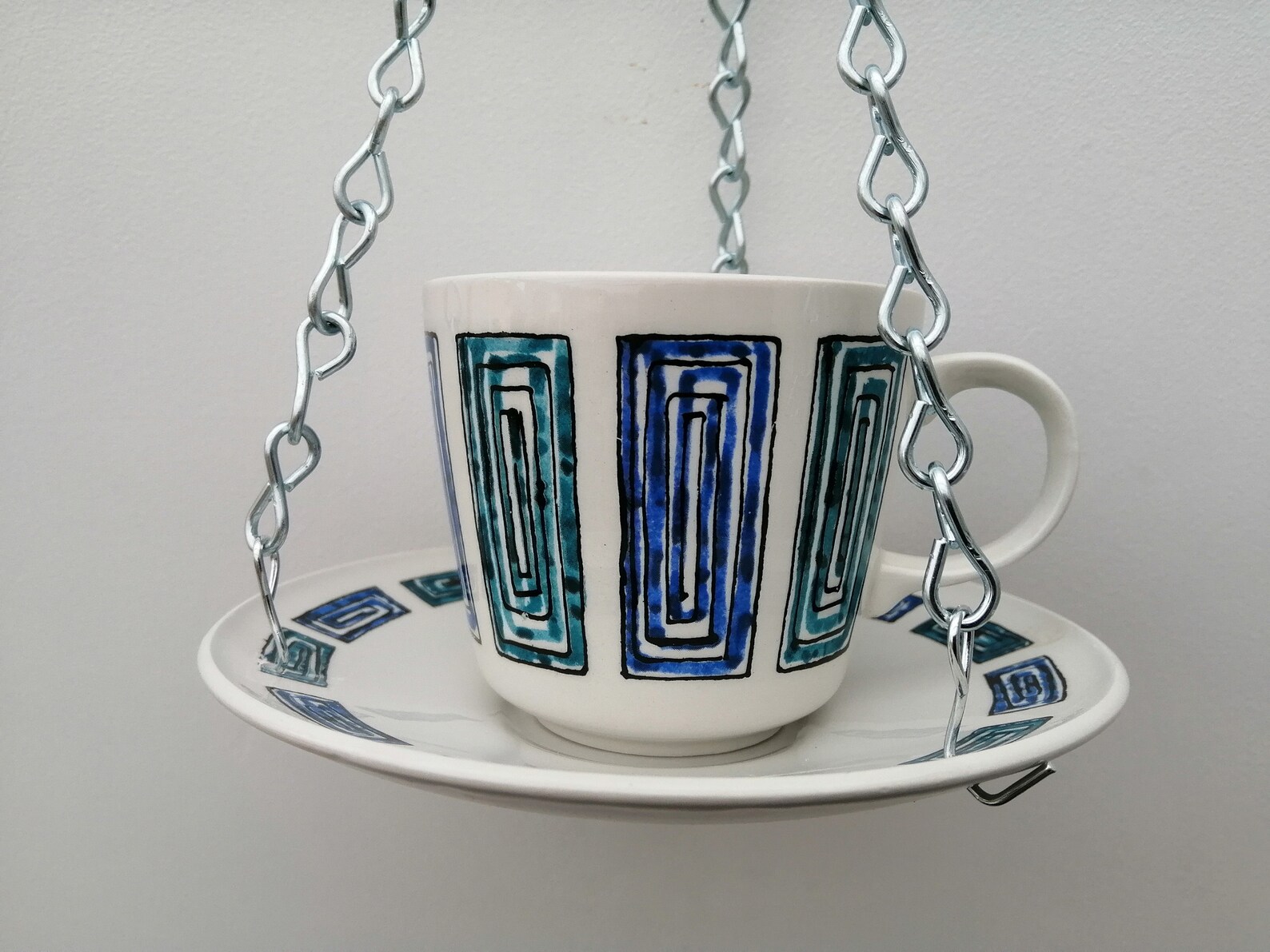 Funky ceramic indoor or outdoor tea cup hanging | Etsy