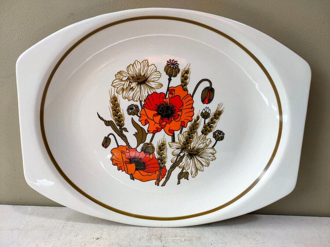 Stylish 1960's J and G Meakin Studio Poppy Design 12" Serving Platter ...