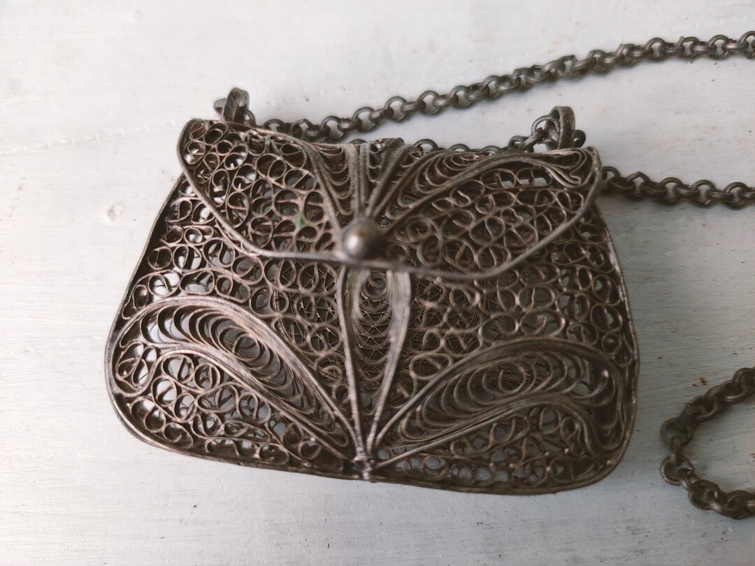 Beautiful Little Vintage Silver-toned Filigree Purse/locket. Perfect ...