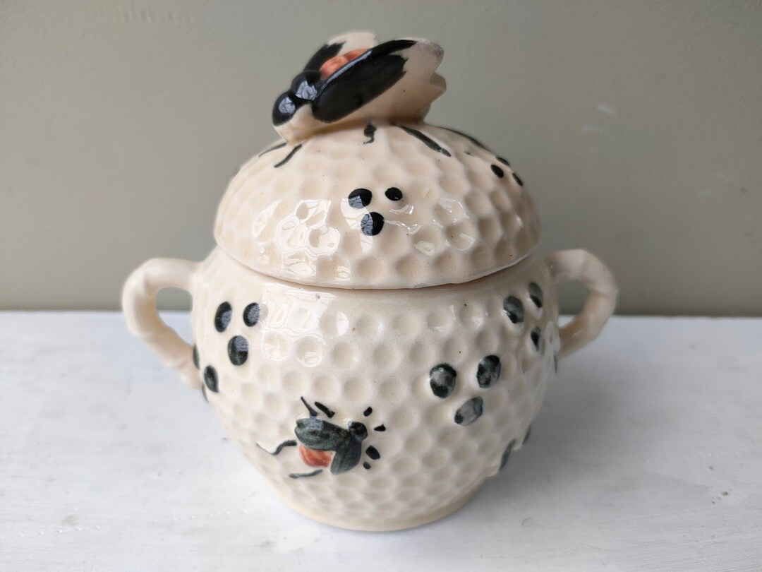 Lovely 1960's Vintage Salco Pottery Ceramic Honeycomb Honey Pot ...