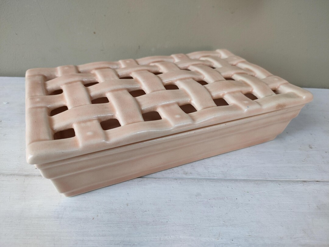 Gorgeous Crown Ducal Ware Ceramic Flower Brick With Basket Weave Style ...