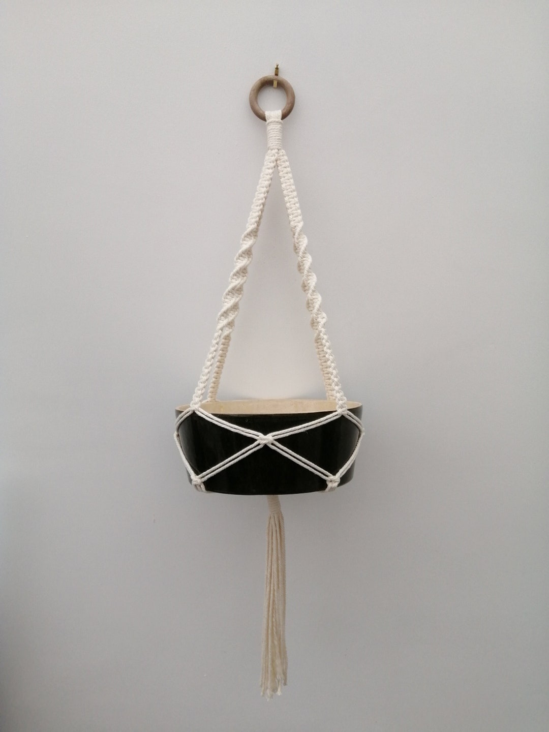 Beautiful Macrame and Vintage Ceramic Hanging Basket/planter. Made ...