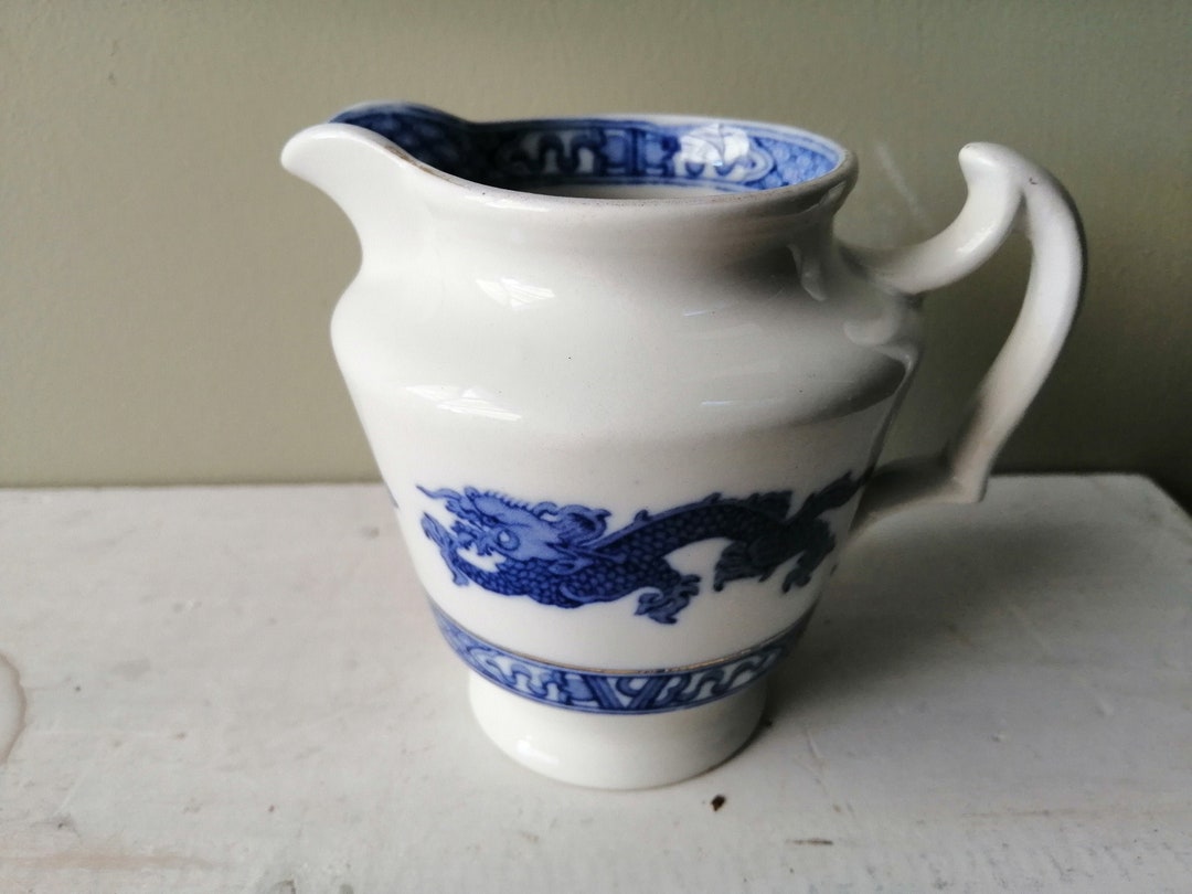 Vintage Cauldon Blue Dragon Milk Jug/creamer. Oriental Dragon and Peony ...