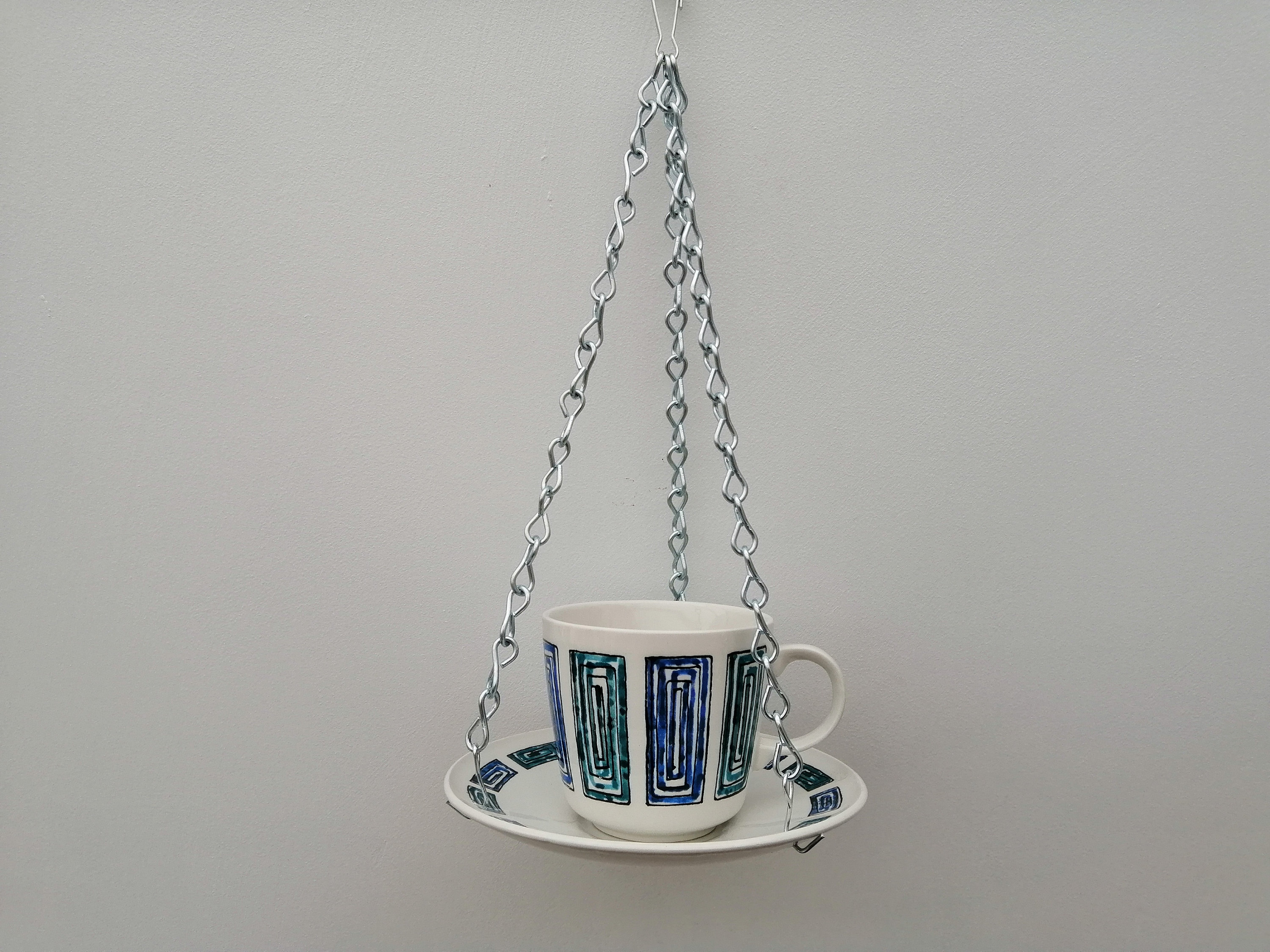 Funky ceramic indoor or outdoor tea cup hanging | Etsy