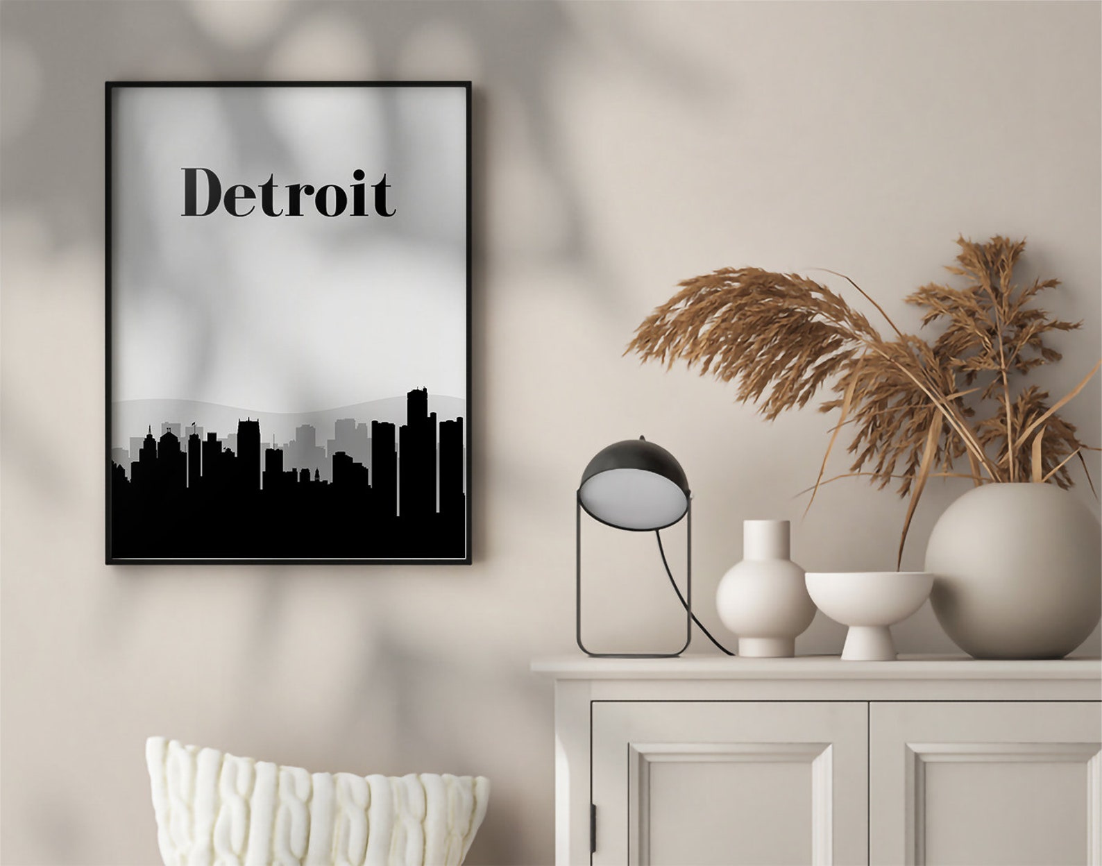 Detroit Wall Art Print, Detroit Art, Detroit Skyline, Detroit Print ...
