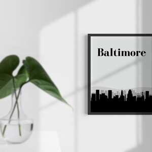 Baltimore Wall Art Print, Baltimore Art, Baltimore Skyline, Baltimore ...
