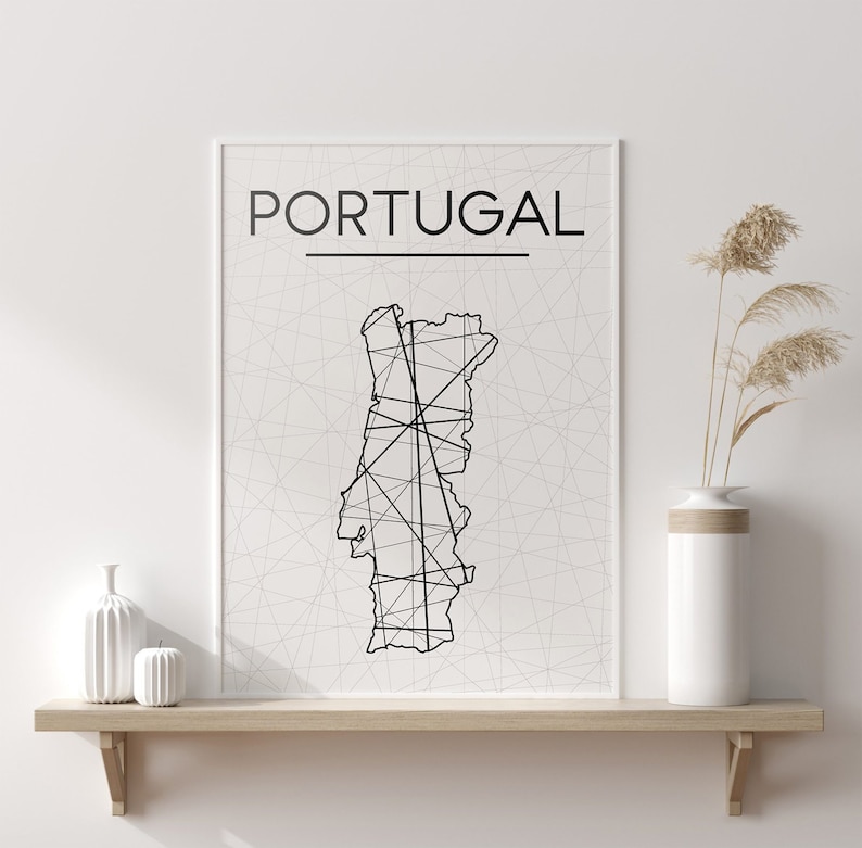 Portugal Map Portugal Wall Art Portugal Art Portugal - Etsy