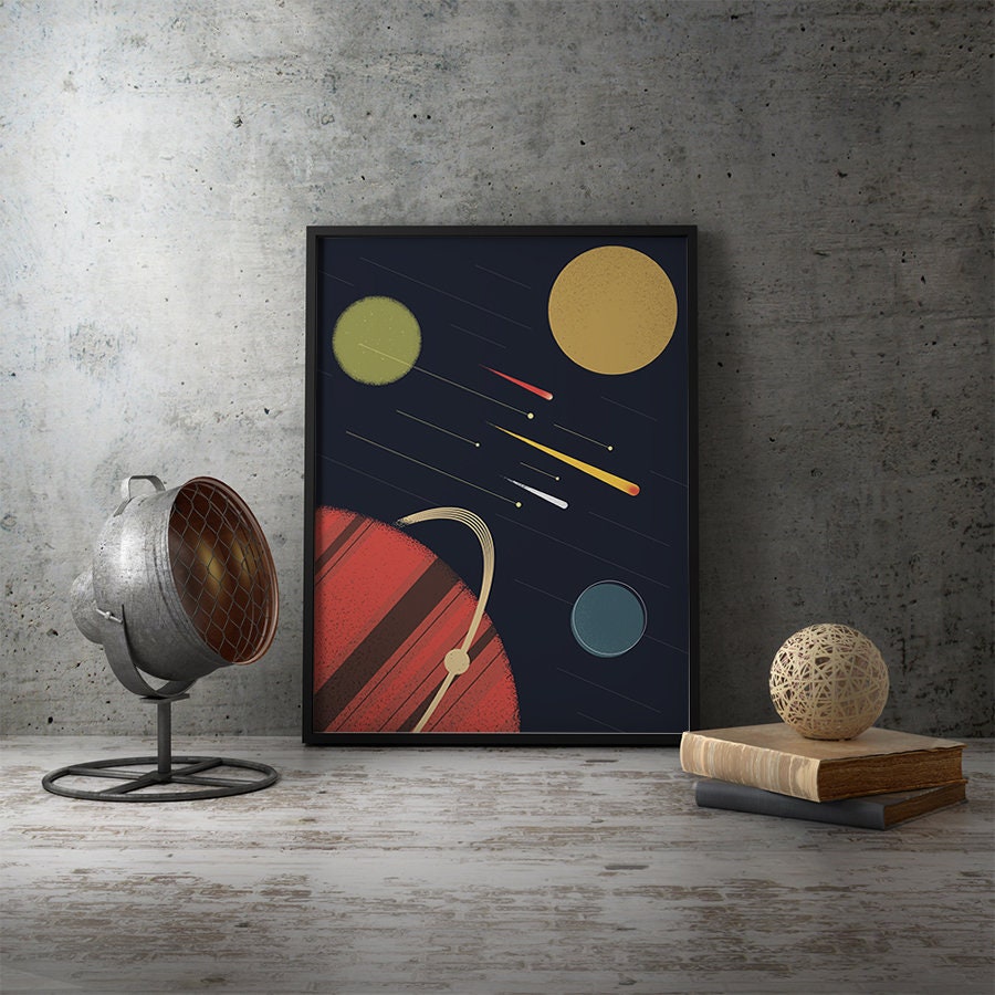 Space Poster, Space Print, Space Art, Space Wall Art, Vintage Space ...