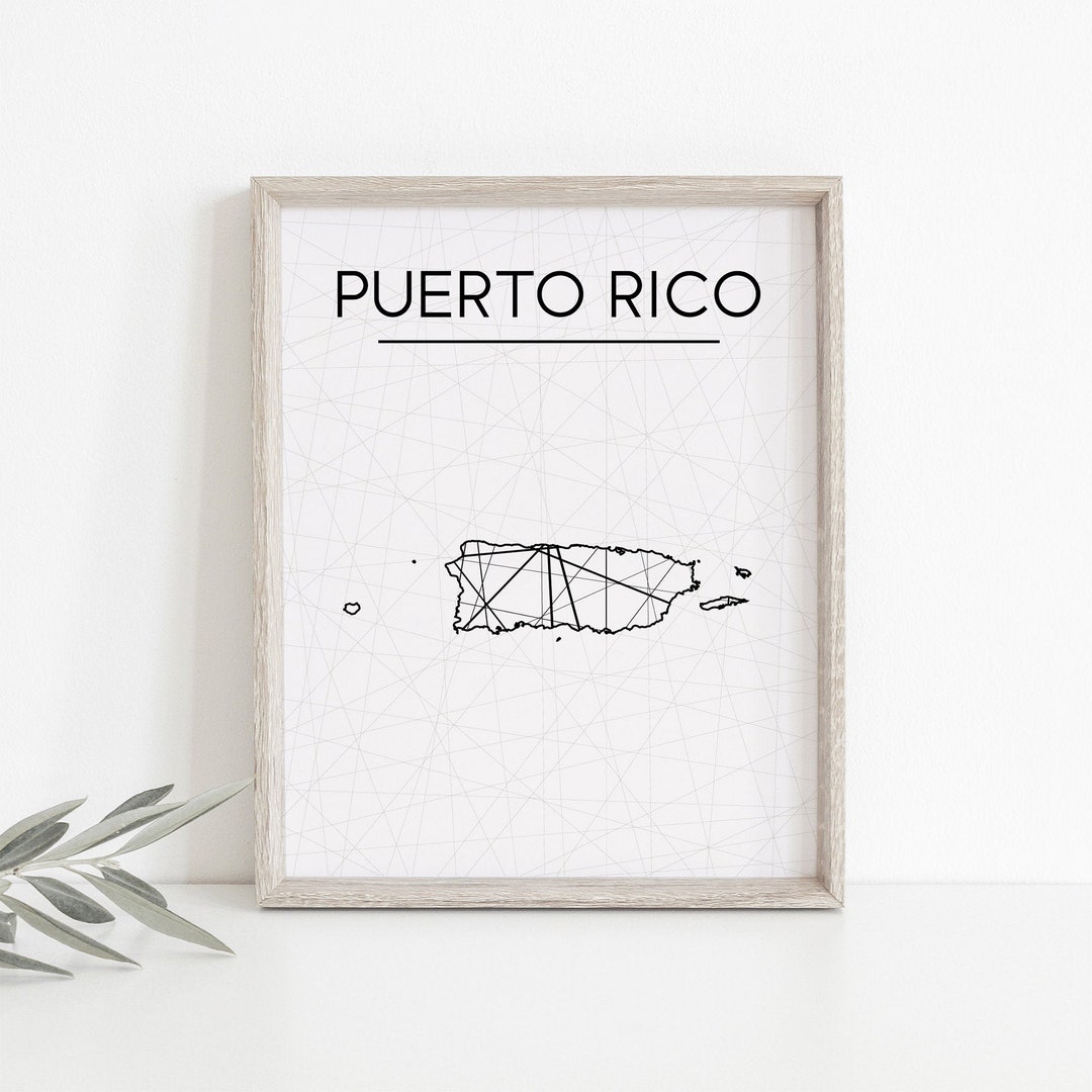Puerto Rico Map, Puerto Rico Poster, Puerto Rico Wall Art, Puerto Rico ...