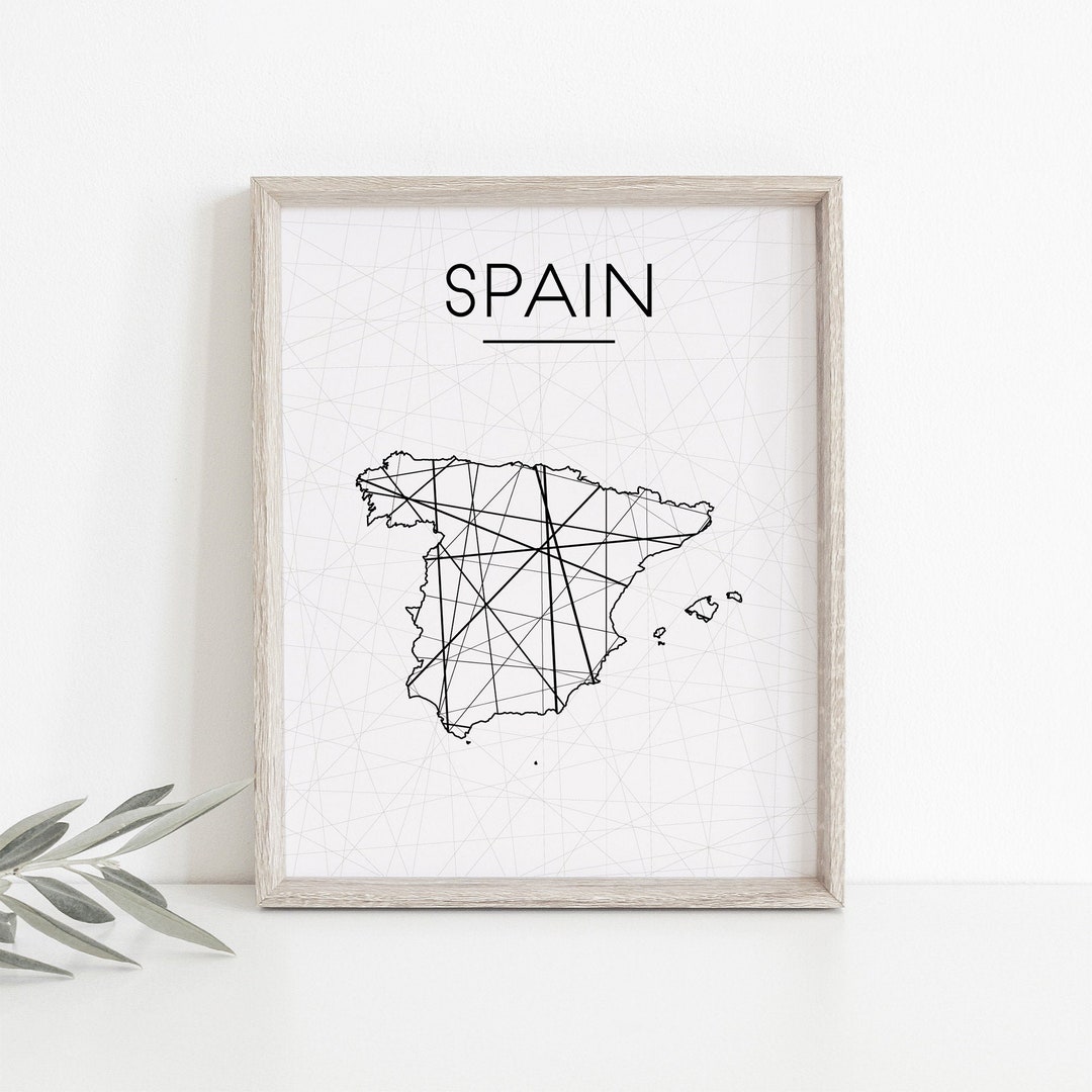 Spain Map, Spain Poster, Spain Wall Art, Spain Map Print Wall Art ...