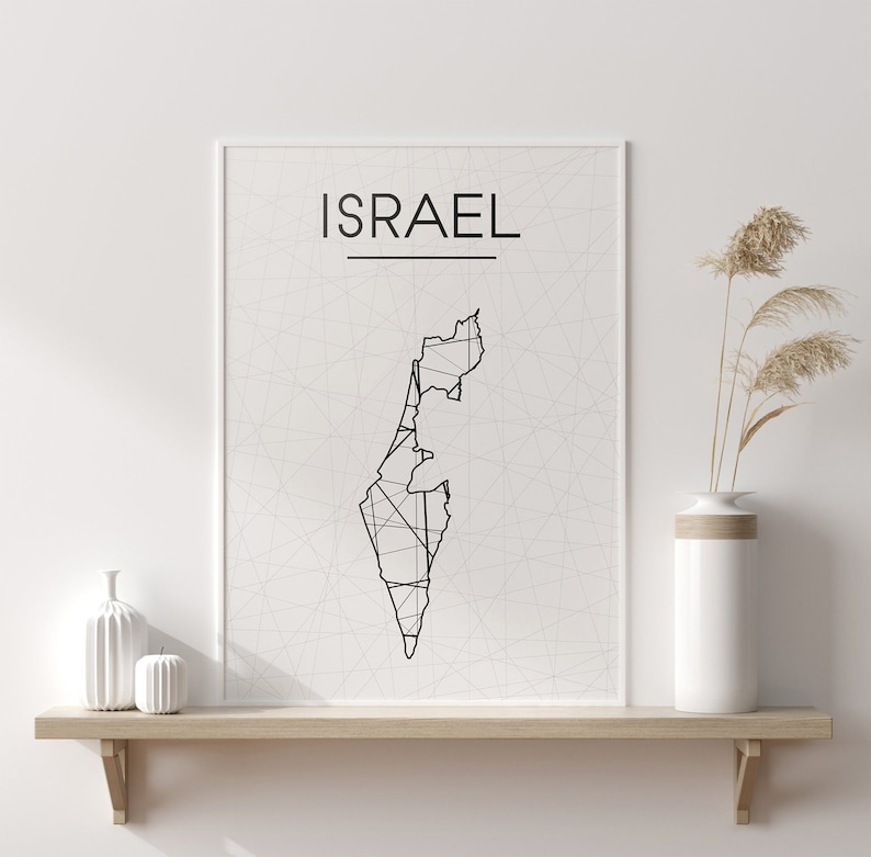 Israel Map, Israel Wall Art, Israel Art, Israel Poster, Israel Room ...