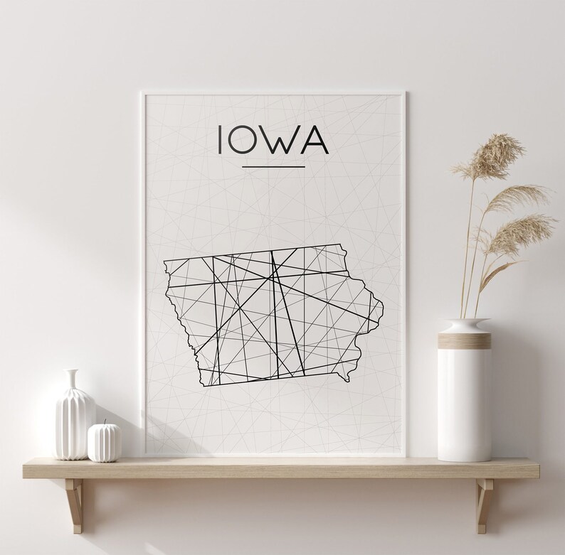 Iowa Map Iowa Wall Art Iowa Art Iowa Poster Iowa Room - Etsy
