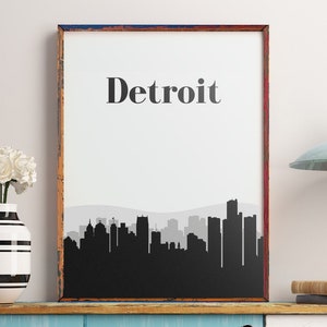 Detroit Wall Art Print, Detroit Art, Detroit Skyline, Detroit Print ...