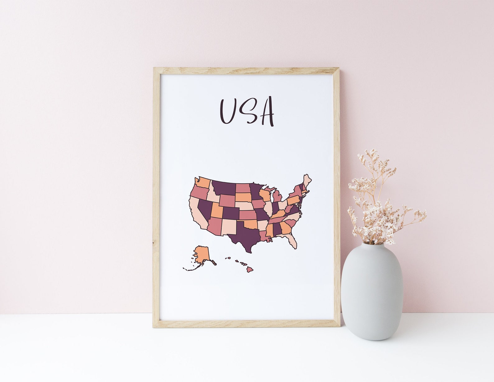 United States Map Print USA Wall Art USA Art UsA Poster | Etsy