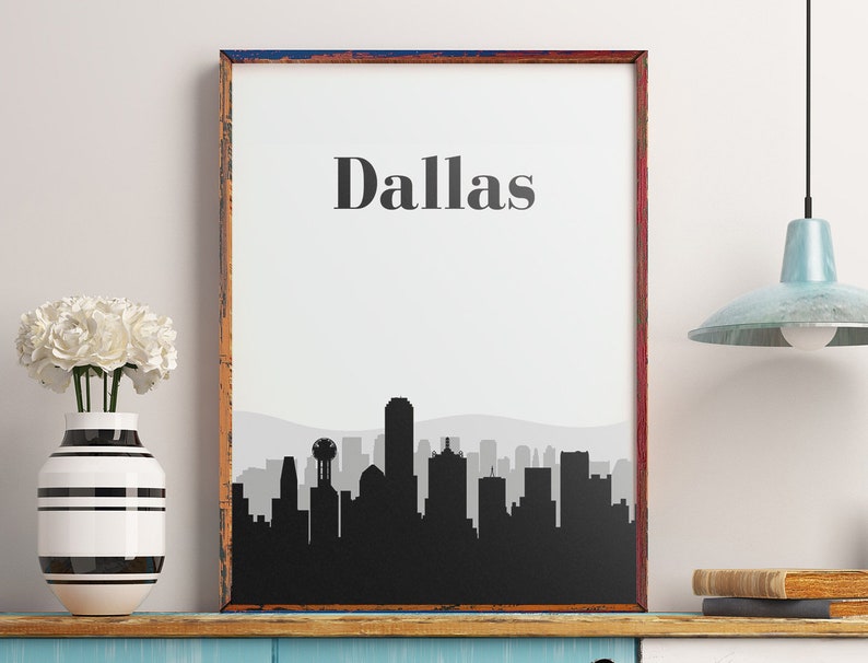 Dallas Wall Art Print, Dallas Art, Dallas Skyline, Dallas Print, Dallas ...