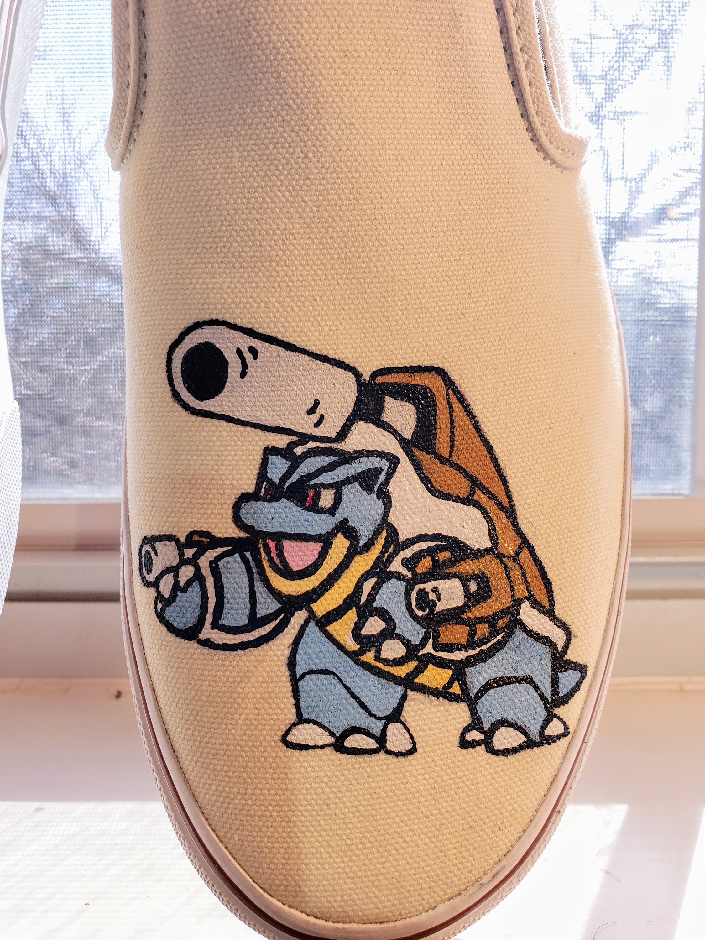 Hand Painted Pokemon pikachu Mega Blastoise Custom Vans - Etsy