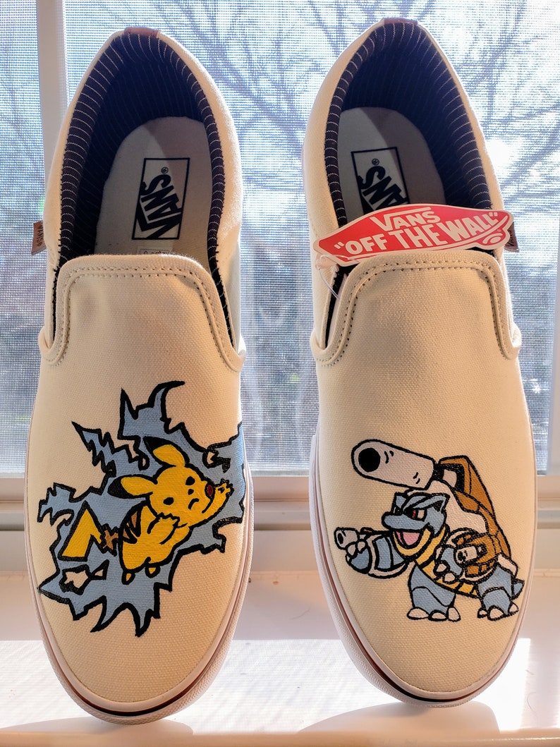 Hand Painted Pokemon pikachu Mega Blastoise Custom Vans - Etsy