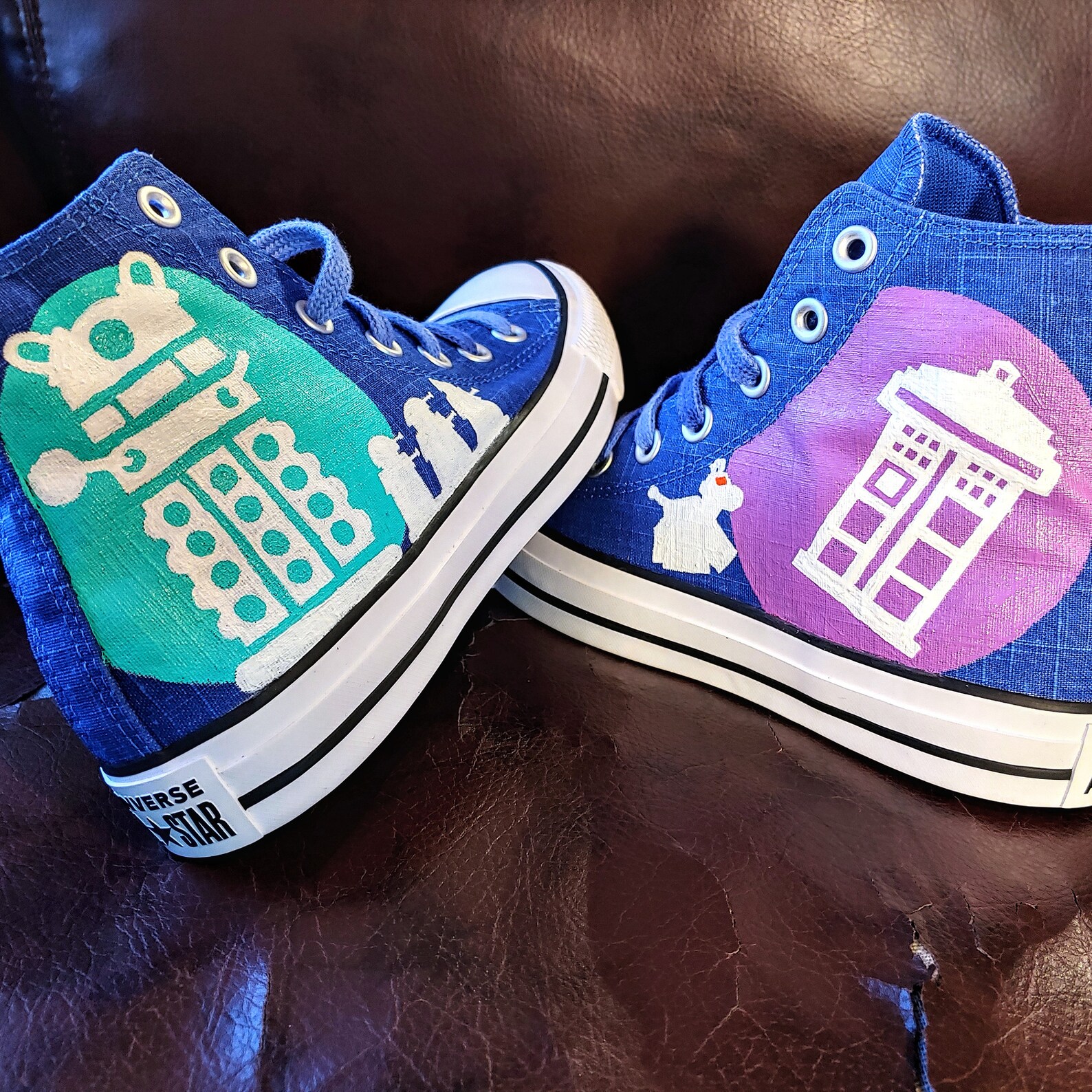 Hand Painted Doctor Who Converse High Tops, Custom Shoes (tardis, Dalek ...