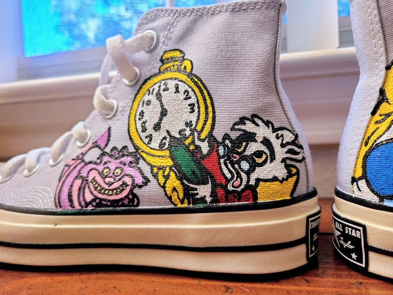 Custom Alice in Wonderland Hand Painted Converse High Top Shoes mad ...