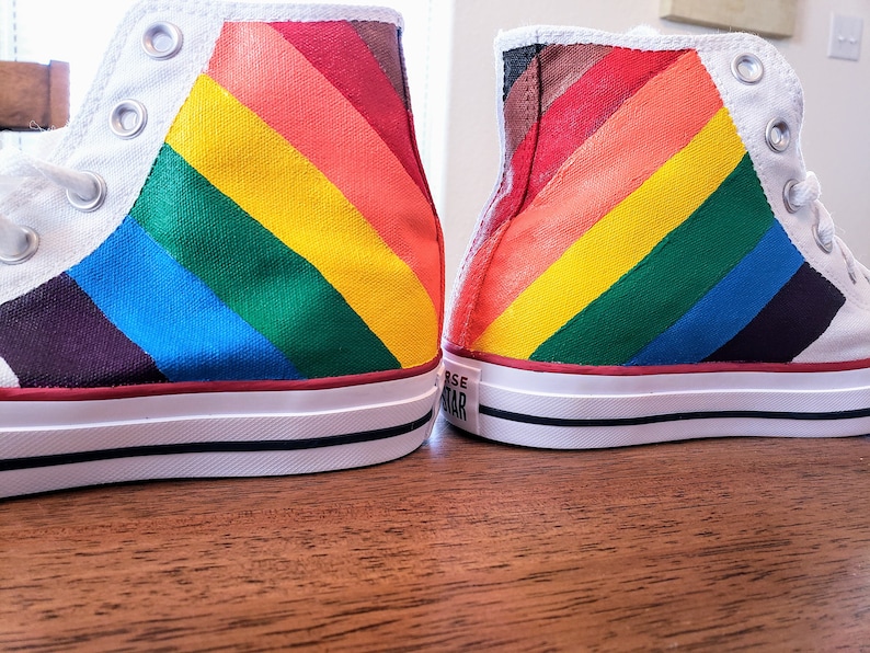 Hand Painted Rainbow Custom Converse High Top Shoes (LGBT LGBTQ+ Gay ...