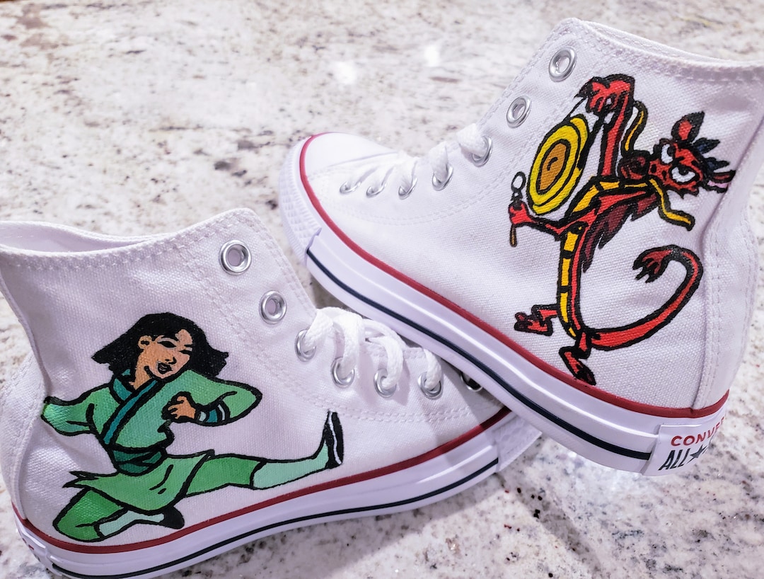 Custom Mulan and Mushu (disney Cartoon) Converse Hand Painted High Tops ...