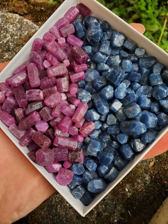 Mixed Ruby & Sapphire Crystals Small Rough Natural Ruby - Etsy