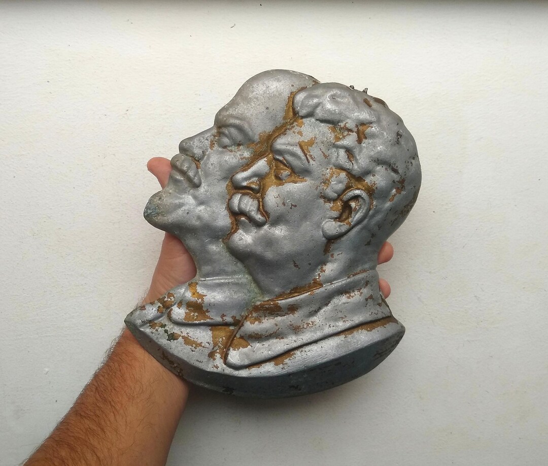Soviet Vintage 40s Authentic Metal Heavy Wall Relief V. Lenin and I ...