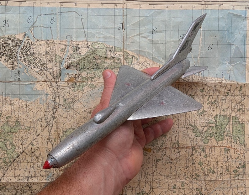 Soviet Russian Military Aluminum Fighter Jet Model Mig, Vintage 1960 ...