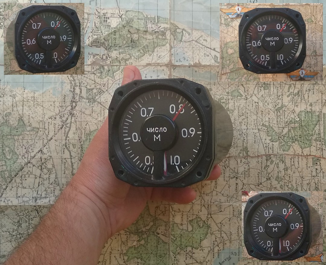 Soviet Military Aircraft Board Cockpit Airspeed Indicator MC-1 Gauge ...