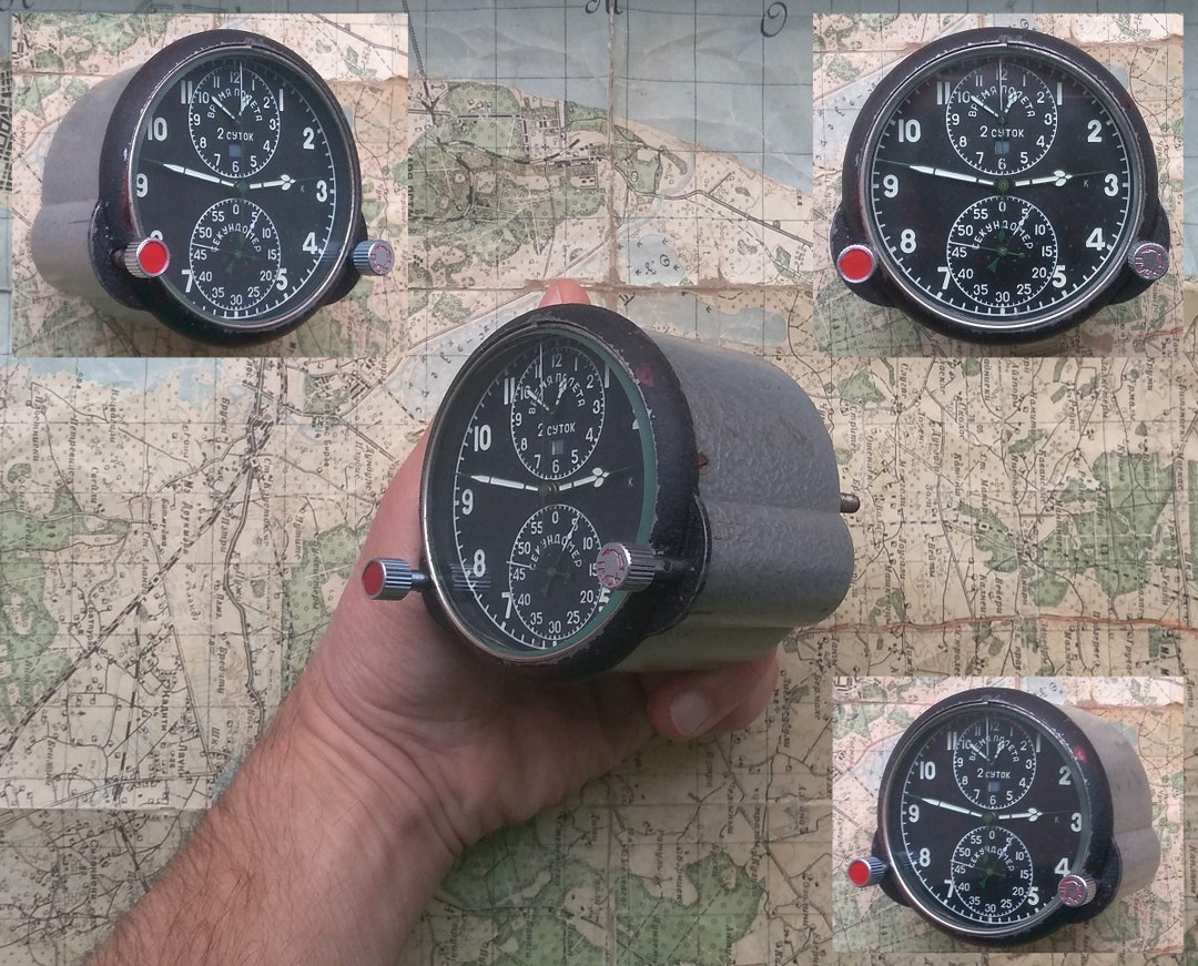 Soviet Military Vintage Board Clock Achs-1 Mechanical Aircraft ...