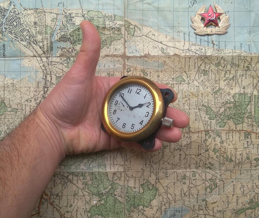 Soviet Military Board Clock 'turtle' for the Russian Air Force. Brass ...