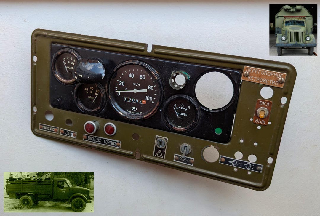 Soviet Military Vintage 80s Car Dash Instrument Cluster Panel Gauge GAZ ...