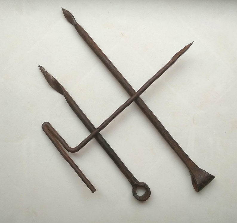 Soviet Russian Vintage 40s Hand Drills, Primitive Rust Tools, Lot of 3 ...