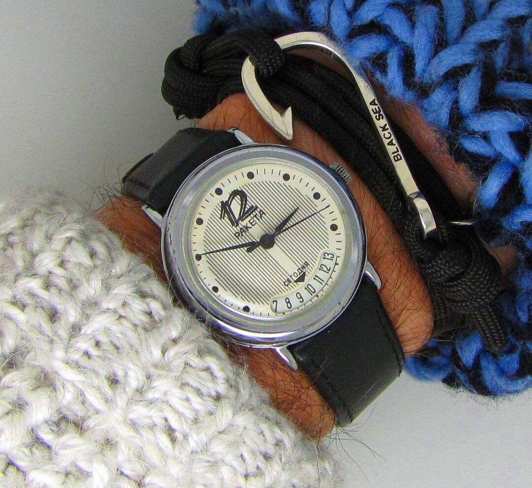 Mens Vintage 80s Soviet Raketa With "today" Date Indicator Wristwatch ...