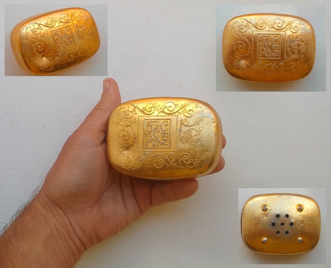 Soviet Vintage 60s Soap Gilted Metal Box, Travel Soap Dish Holder ...