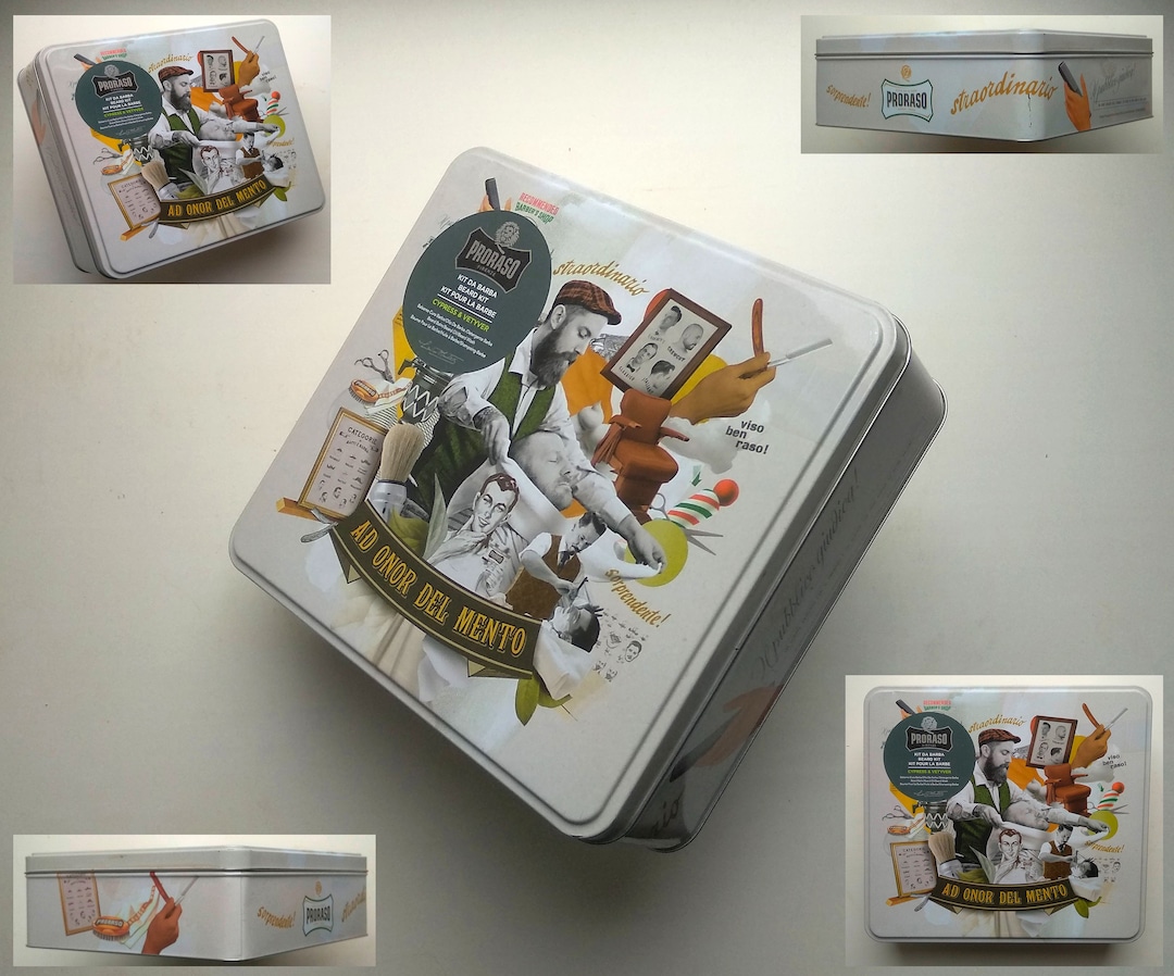 Italian Vintage Tin Box Proraso, Barber's Shop. Retro Storage Box ...