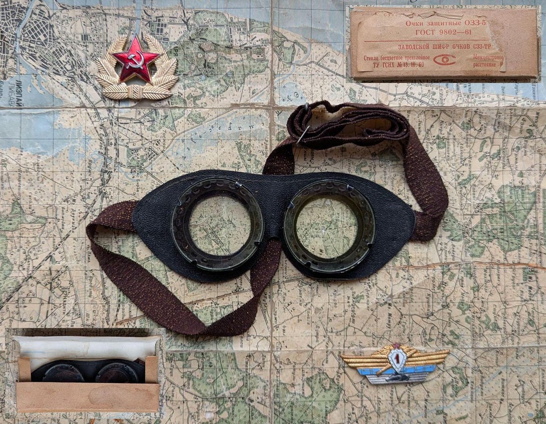 Soviet Military Vintage 60s Goggles With Ventilation W/ Box, Protective ...