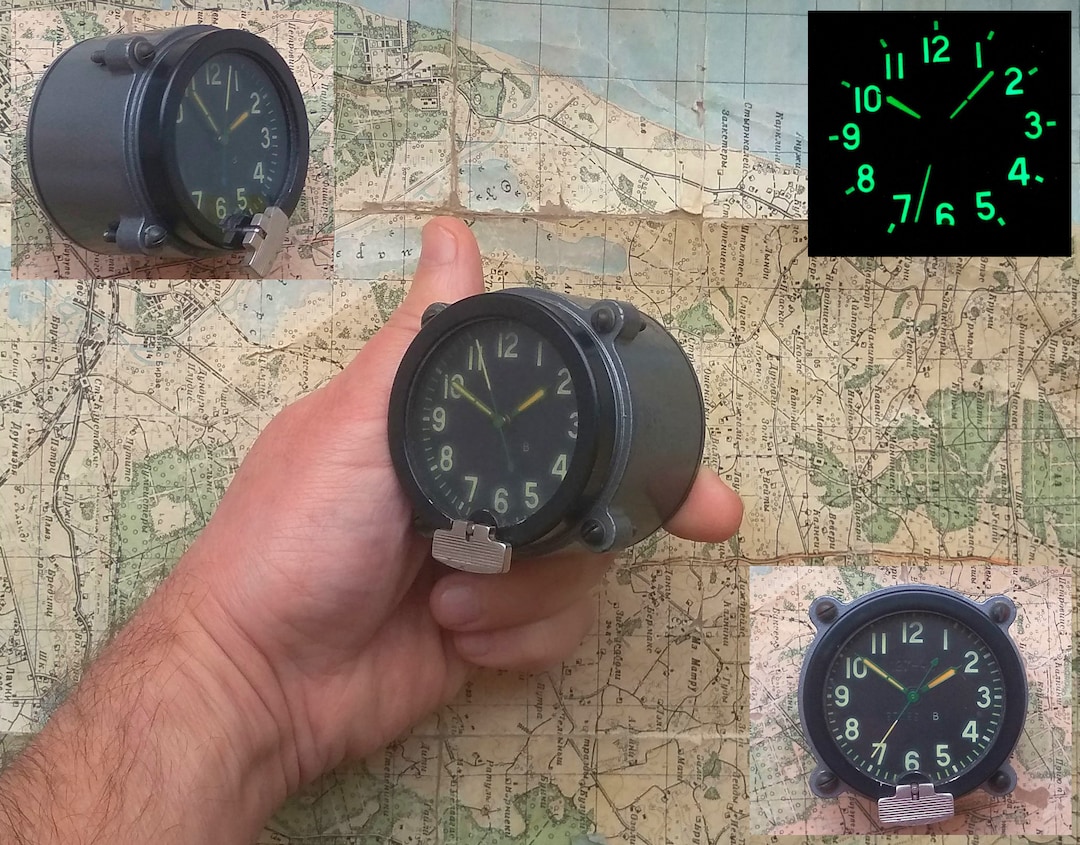 Soviet Vintage Aircraft Board Cockpit Clock 127-chs With Glow in the ...