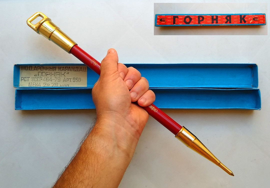Soviet Vintage 80s Digger Miner Souvenir Gigantic Pencil Red 40 Sm ...