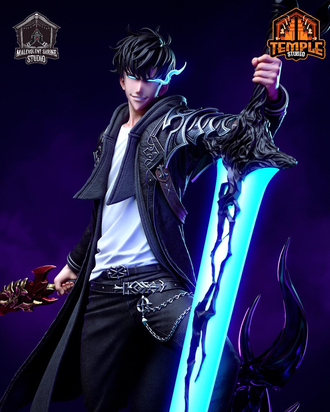 Solo Leveling Jinwoo Figure 1/6 Scale – Igris Sword – 2 Face Variants ...