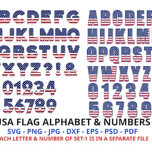 AMERICAN FLAG Alphabet and Numbers Png, Usa Alphabet Png, Usa Numbers ...