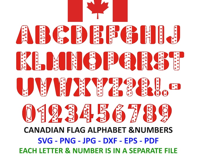Canada Patriotic Letters A to Z Clip Art, Canadian Flag, Instant ...