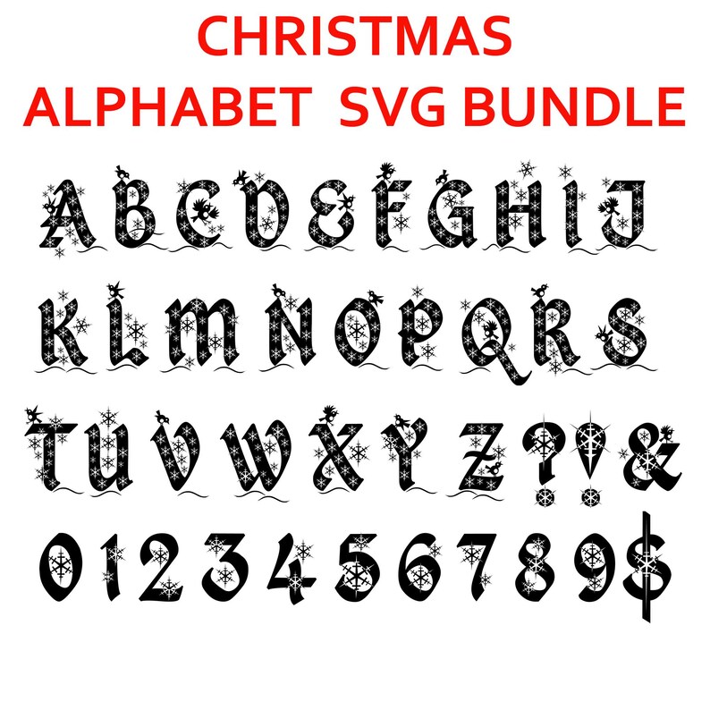 Christmas Alphabet and Numbers (svg, Png, Jpg, Eps, Dxf, Pdf) - Etsy ...