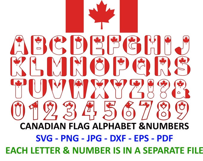 Canada Patriotic Letters A to Z Clip Art, Canadian Flag, Instant ...