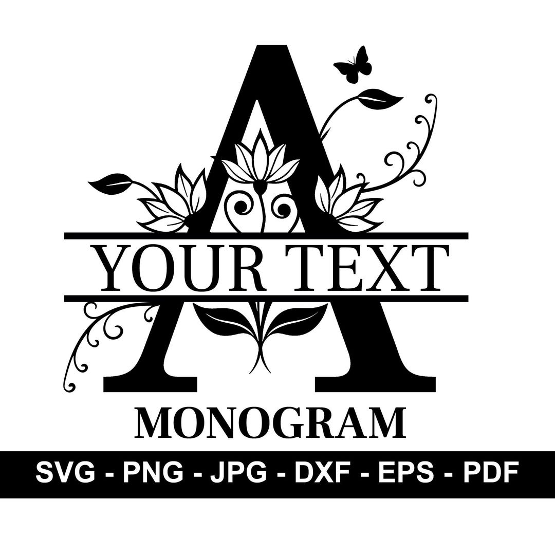 Flower Split Monogram SVG, Jpg, Png, Pdf Floral Monogram Clipart ...