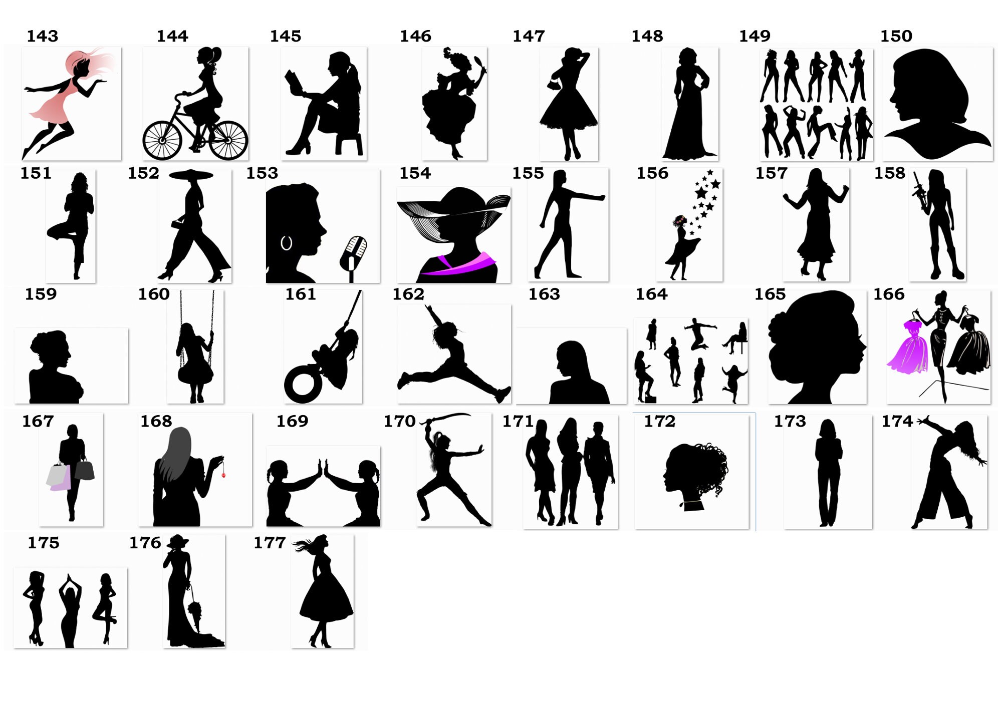 Female Silhouette,digital Download,female SVG, Woman Vector, Lady ...